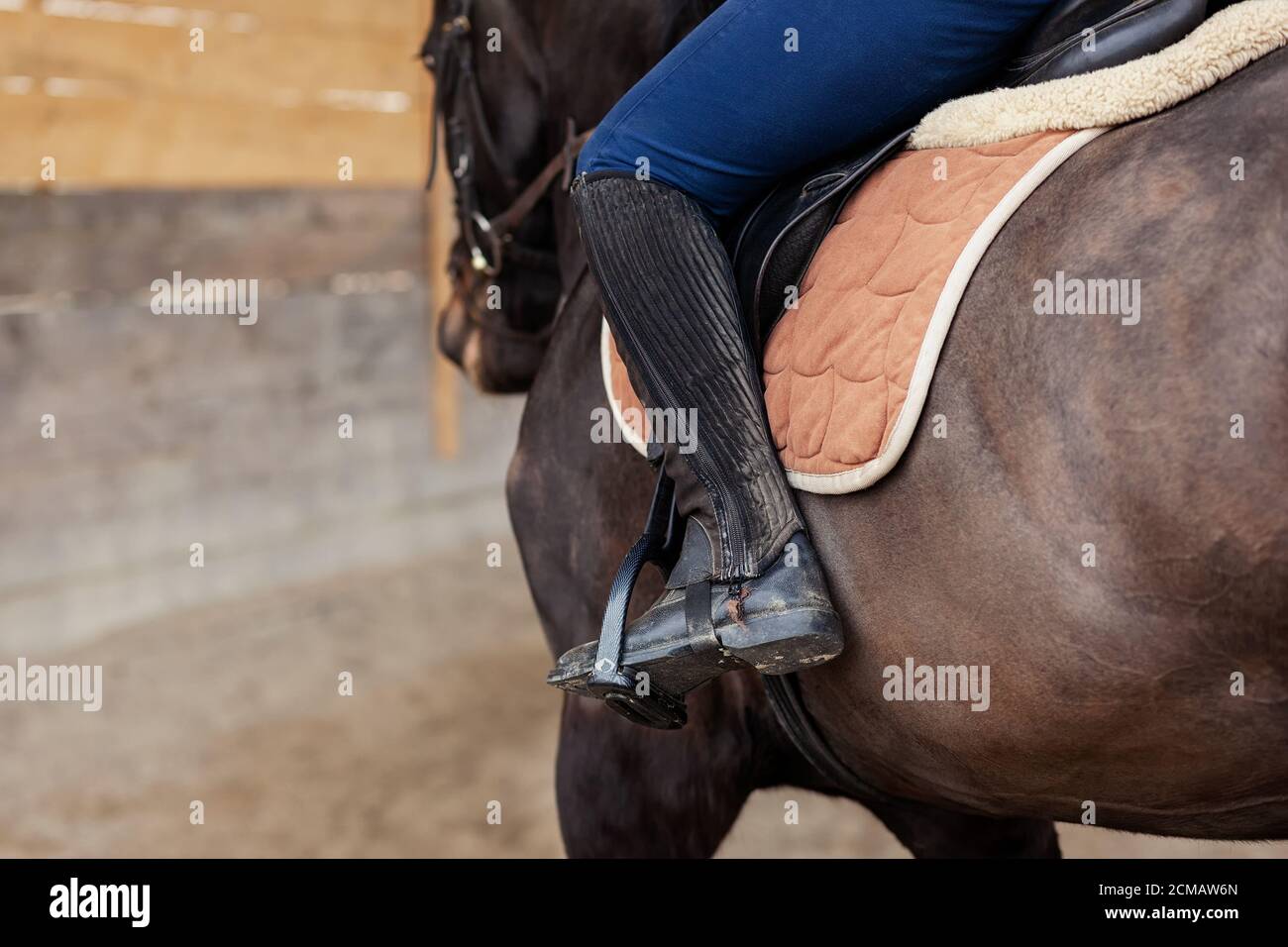 Beautiful woman riding black horse hi-res stock photography and images ...
