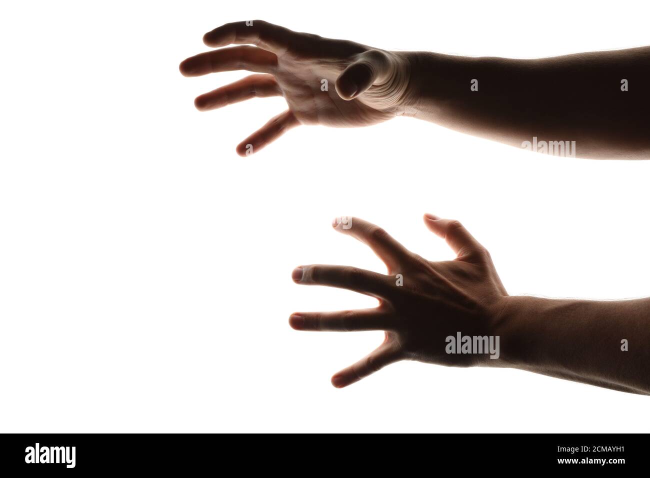 Scary human hands isolated on white background Stock Photo - Alamy