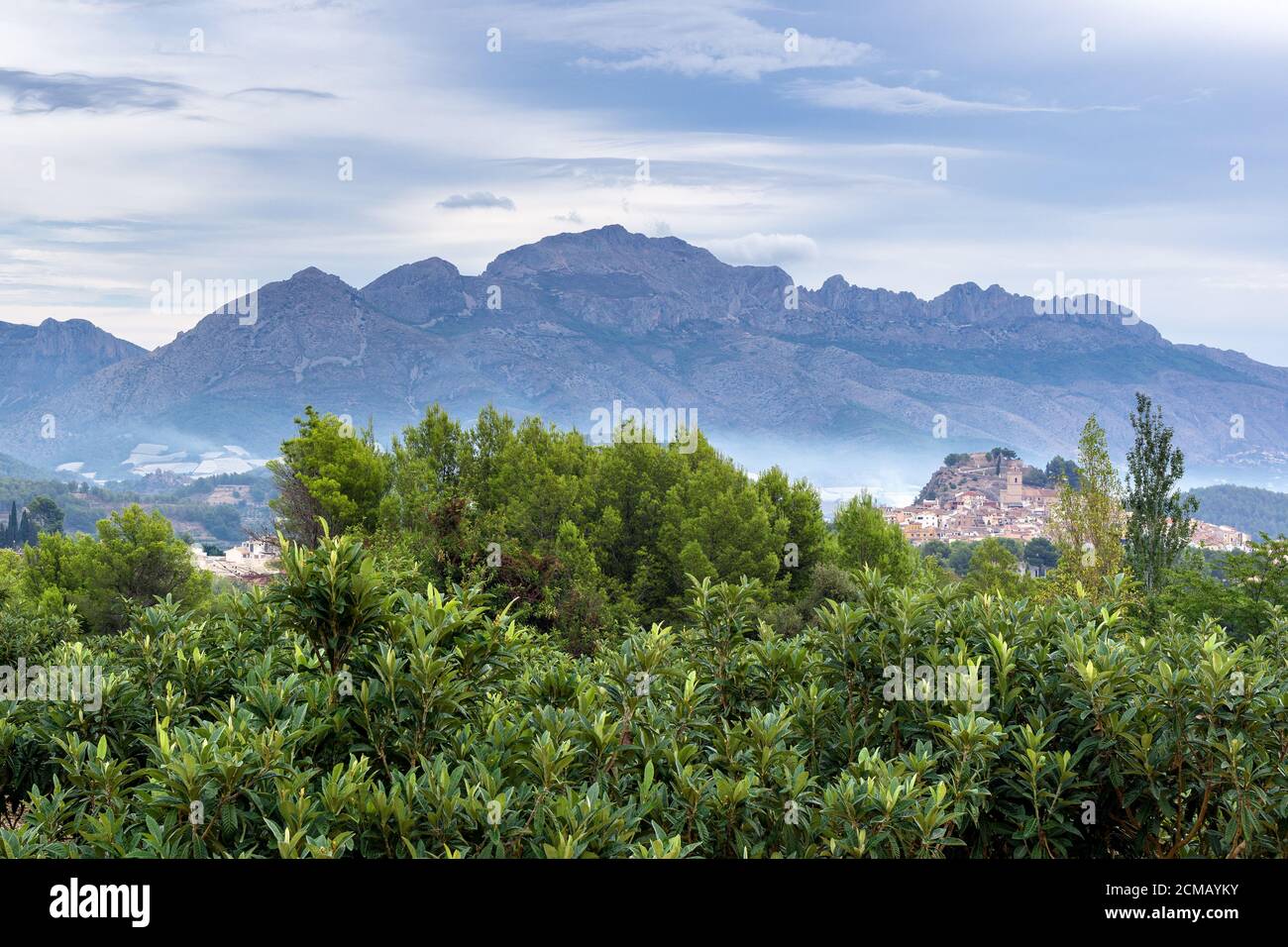 Spanish countryside with olive trees, typical Spanish village and the ...