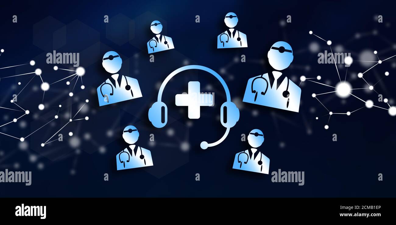 Illustration of an online medical support concept Stock Photo - Alamy