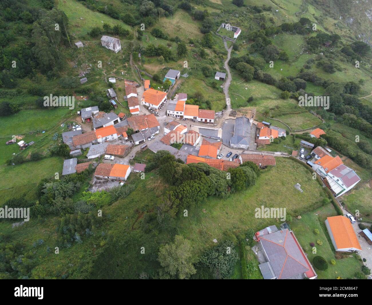 Aerial shot of houses in an rural area Stock Photo - Alamy