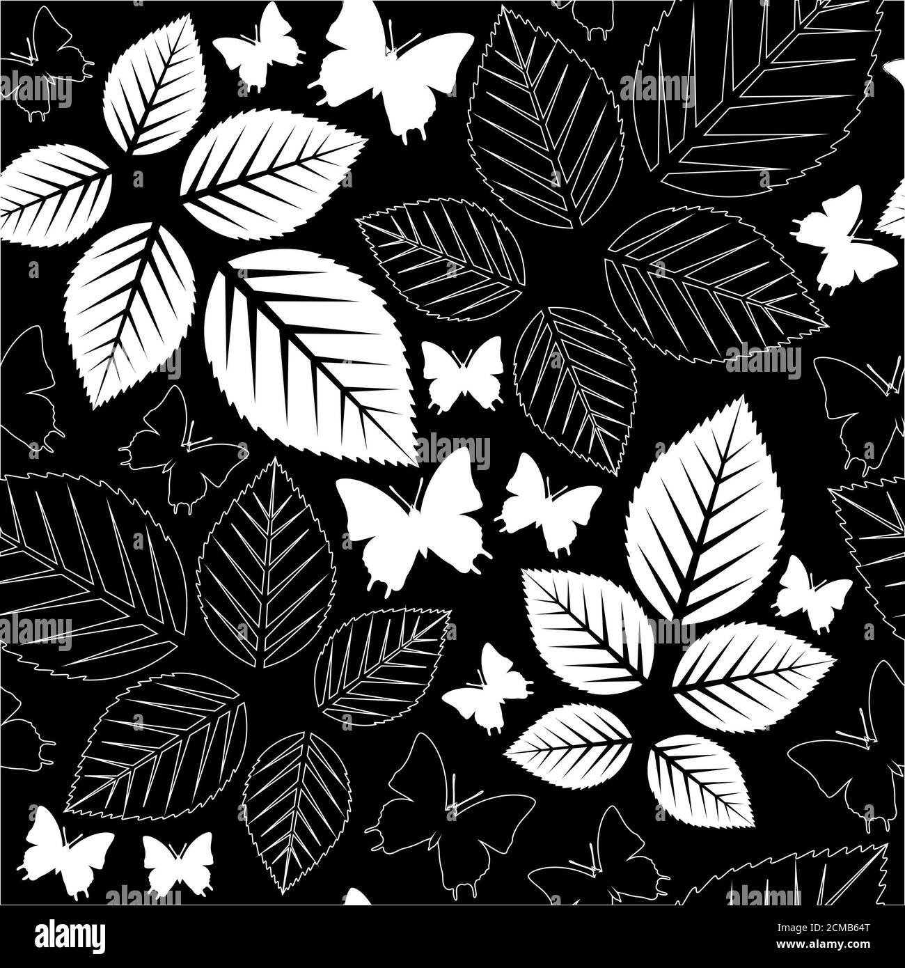 Seamless pattern sakura cherry Black and White Stock Photos & Images ...