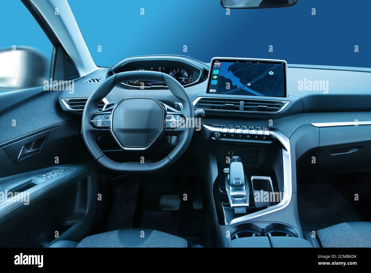 Modern family car or SUV vehicle cabin interior with stylish design and ...