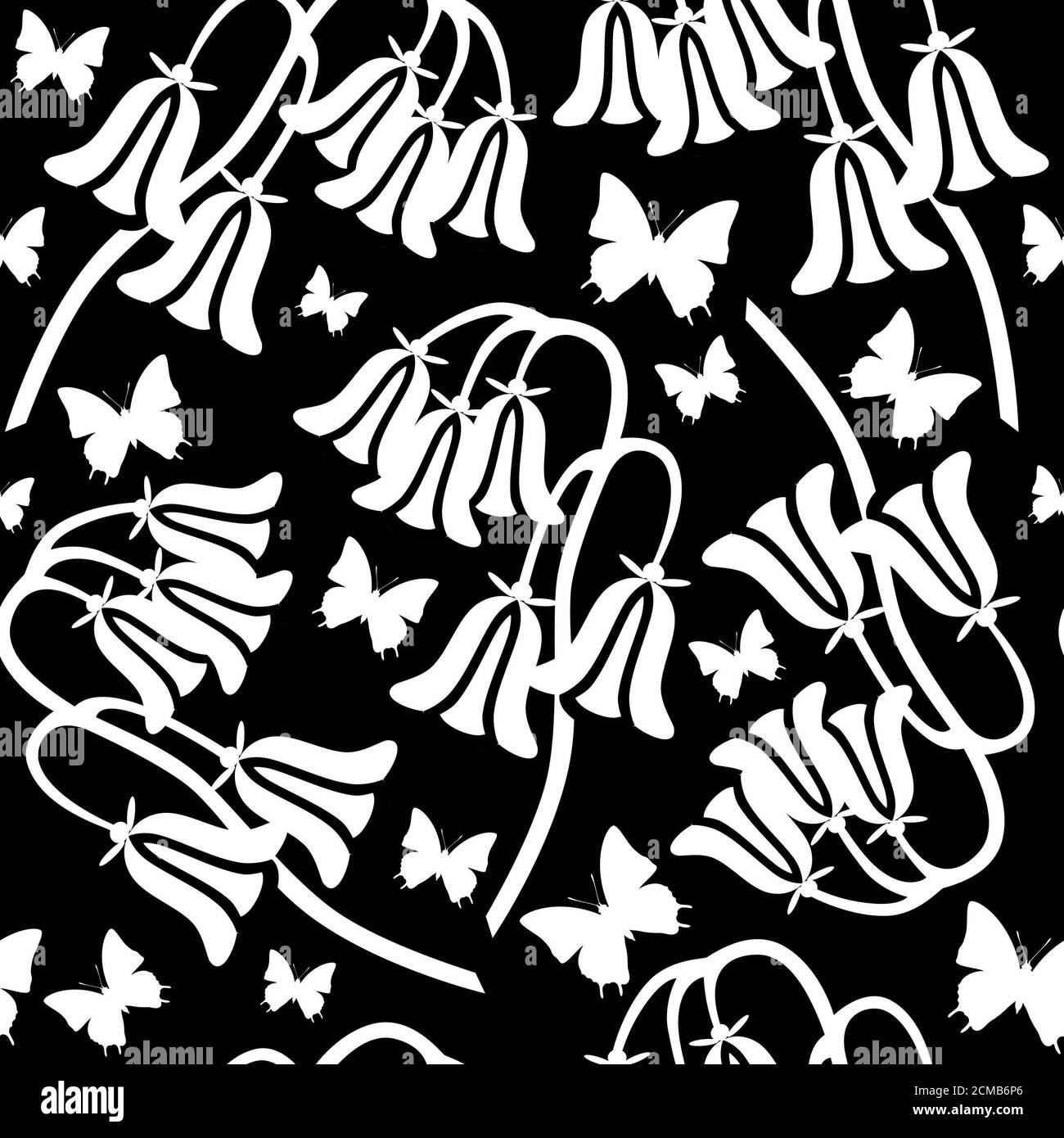 Seamless pattern sakura cherry Black and White Stock Photos & Images ...