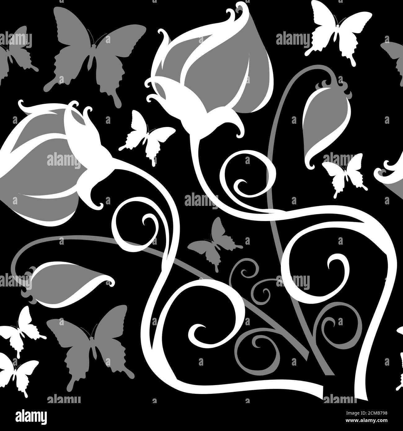 Seamless pattern sakura cherry Black and White Stock Photos & Images ...