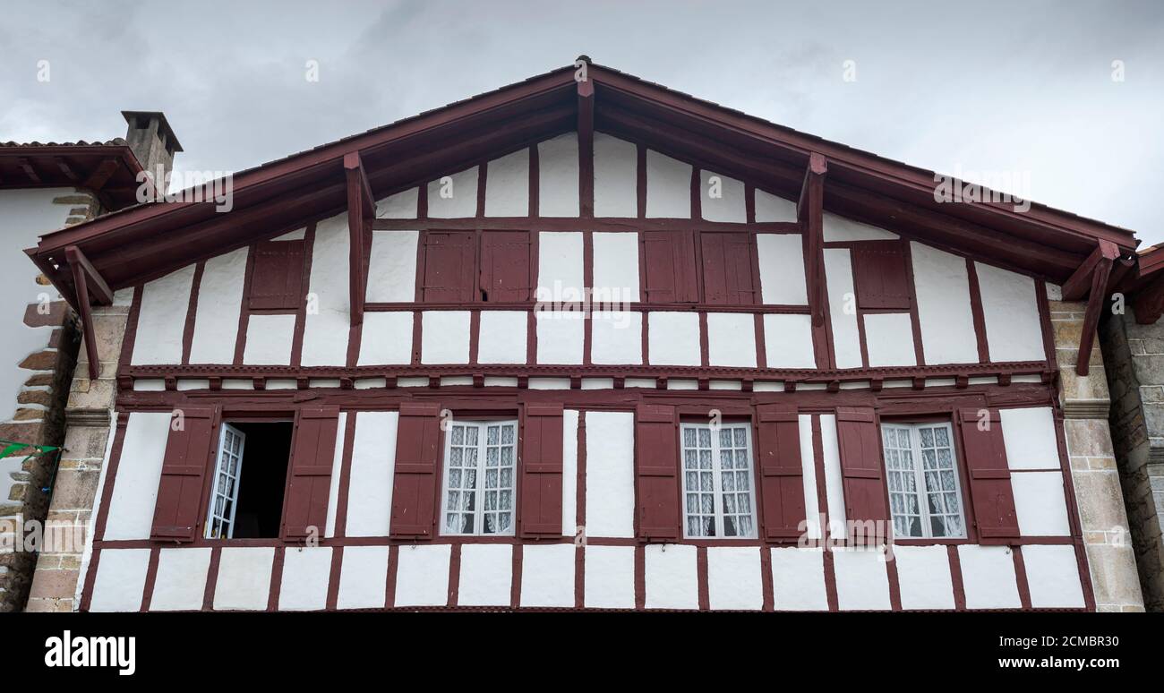 Traditional architecture of the French Basque Country. Photo take in ...
