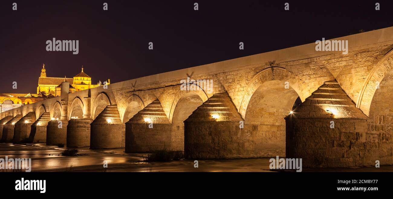 Cordoba bridge night view hi-res stock photography and images - Alamy