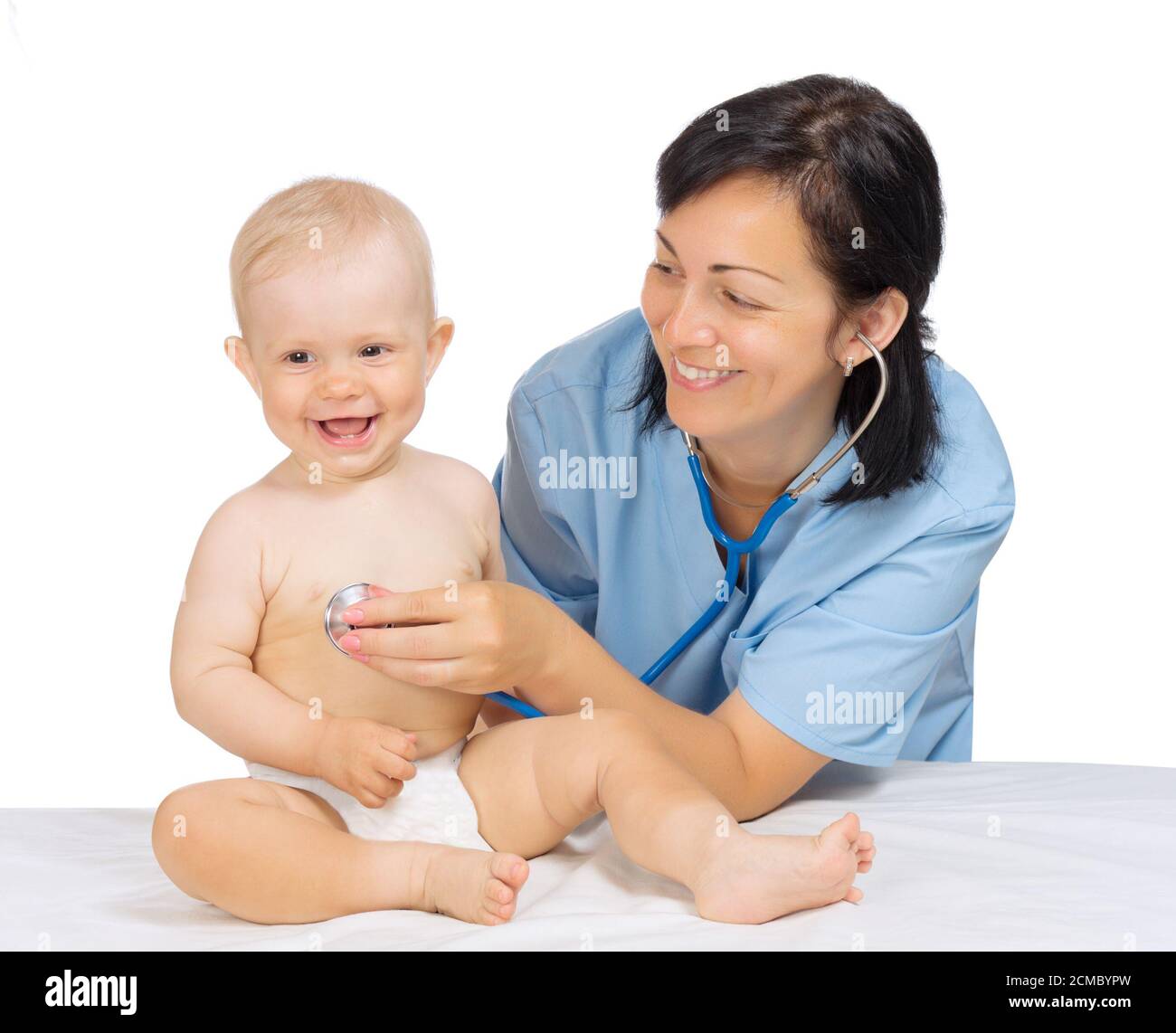 Doctor with little baby isolated Stock Photo - Alamy