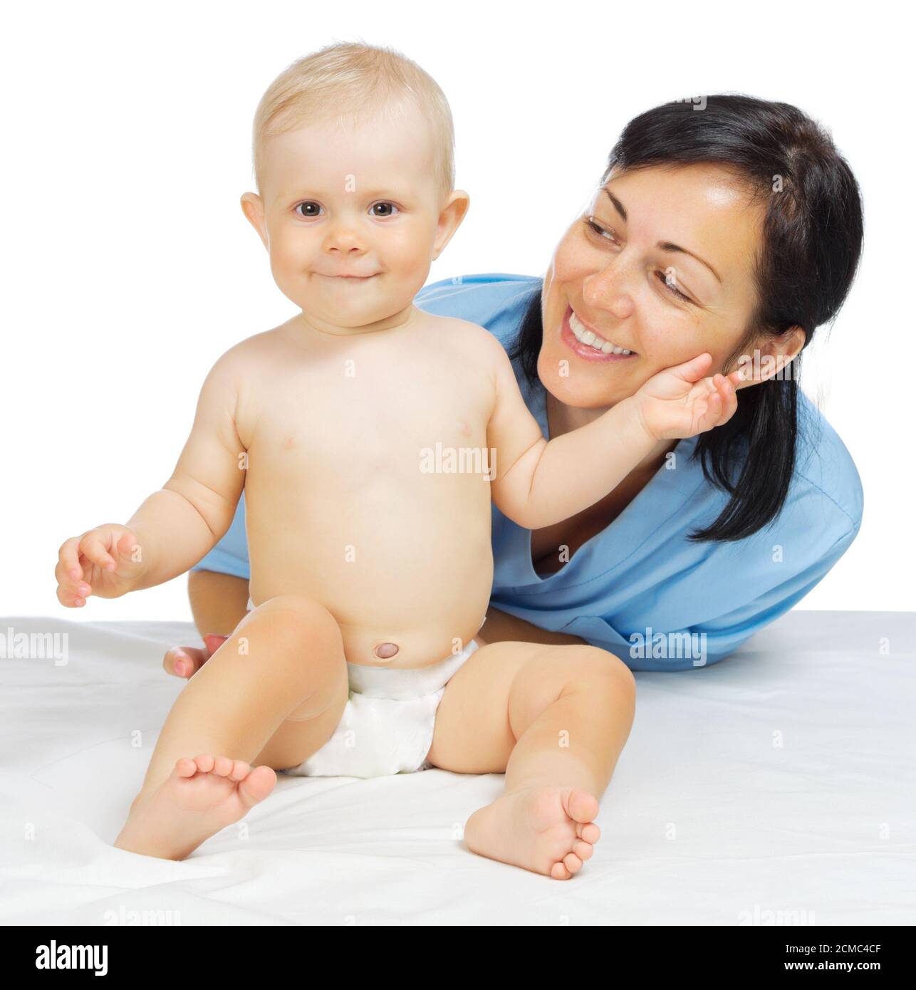Little baby with doctor isolated on white Stock Photo - Alamy