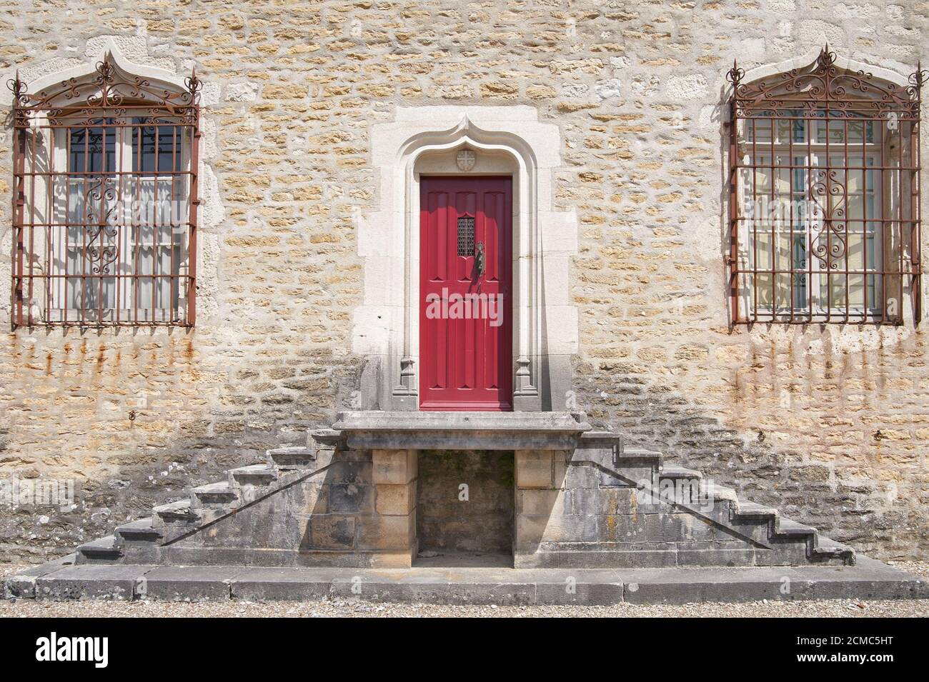 The main entrance of the Castle Kleron (fr.Château de Cléron). Region ...