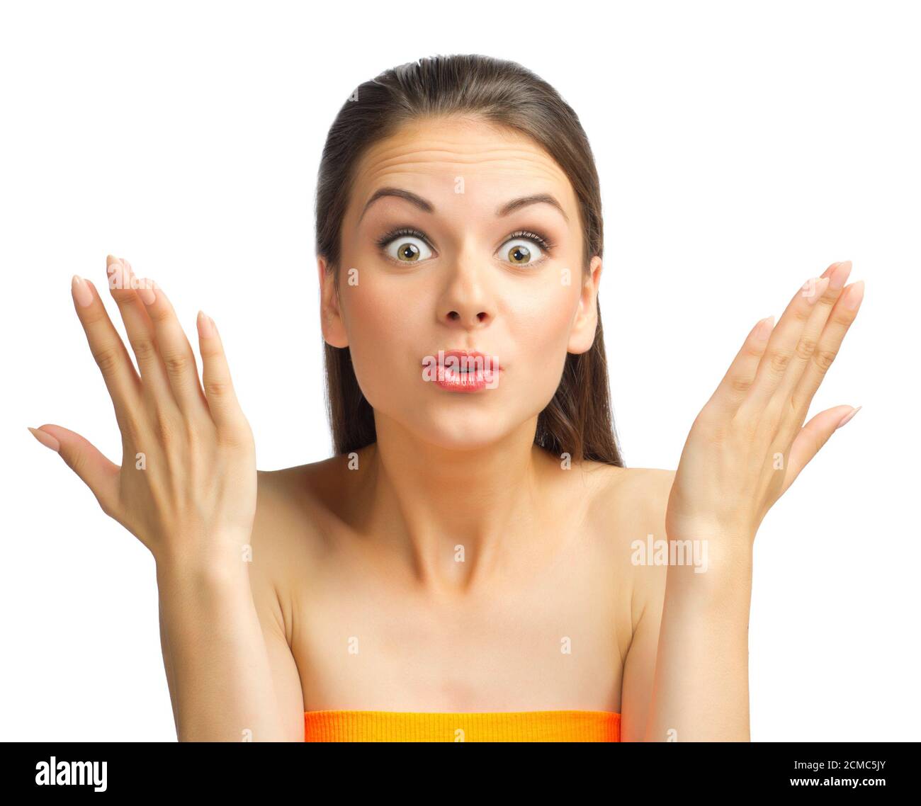 Surprised girl isolated on white hi-res stock photography and images ...