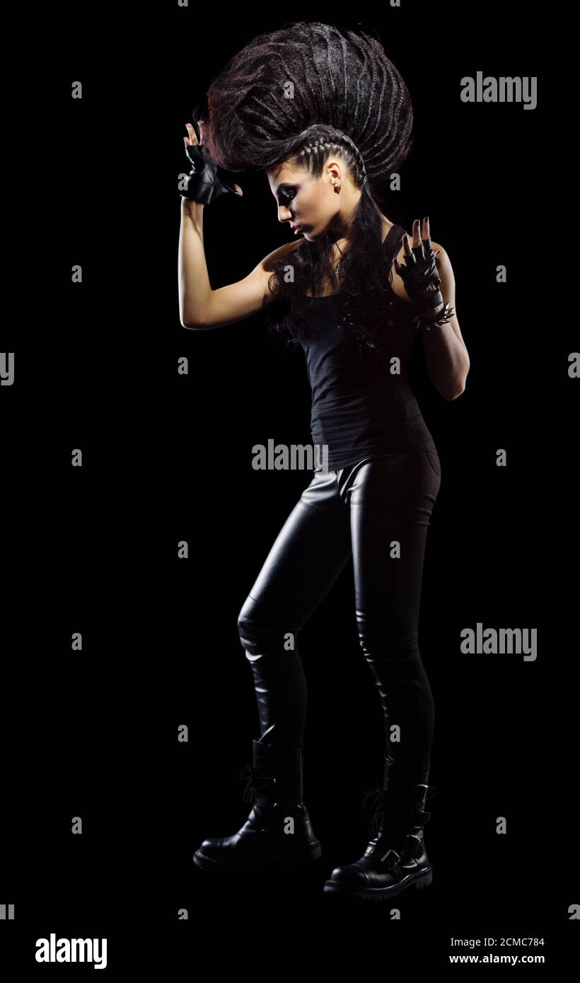 Punk rock musician isolated on black Stock Photo - Alamy