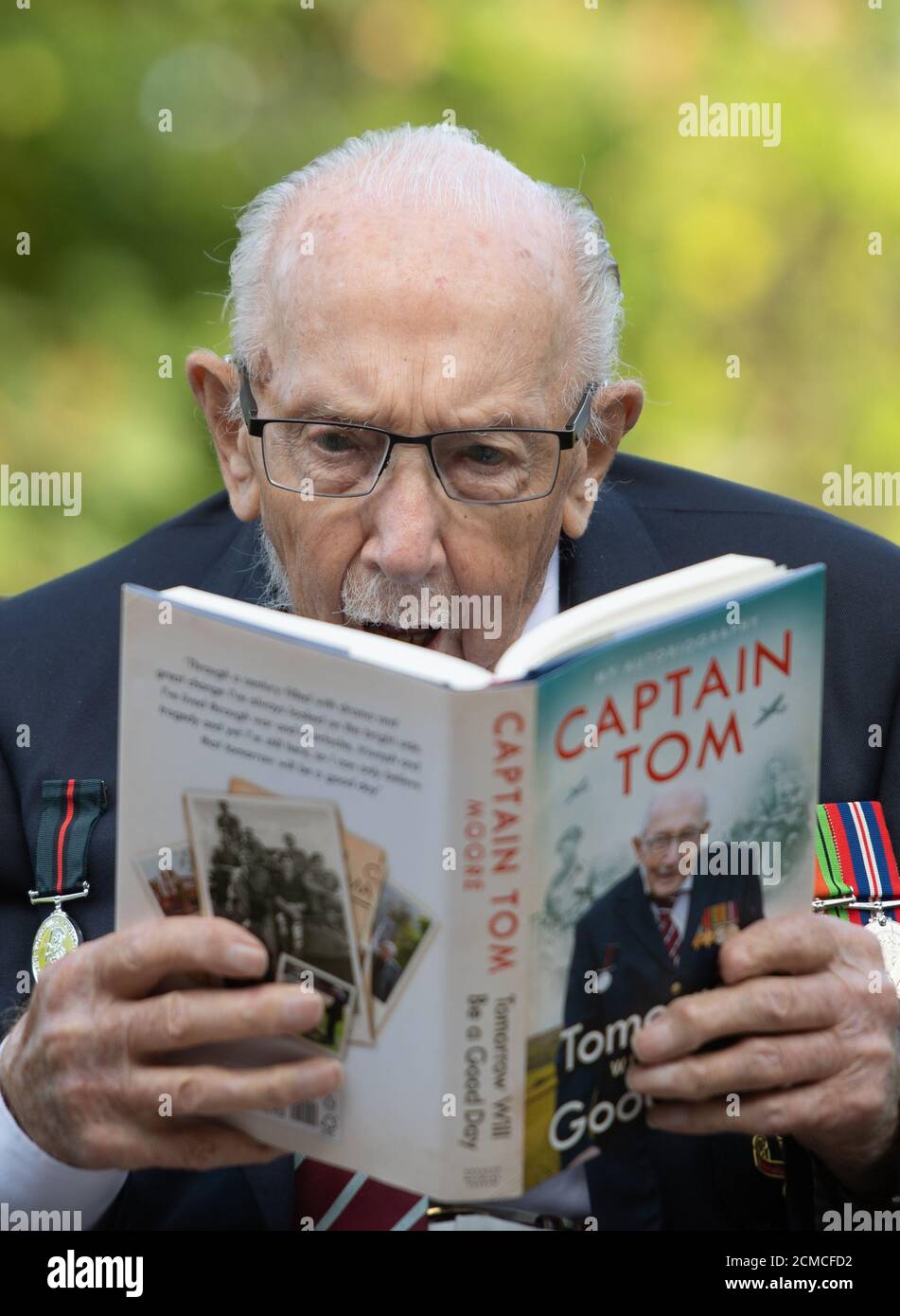 Captain Sir Tom Moore at his home in Marston Moretaine, Bedfordshire ...