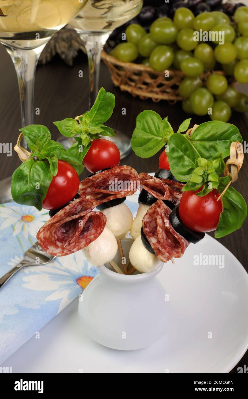 Appetizer of Salami Stock Photo - Alamy