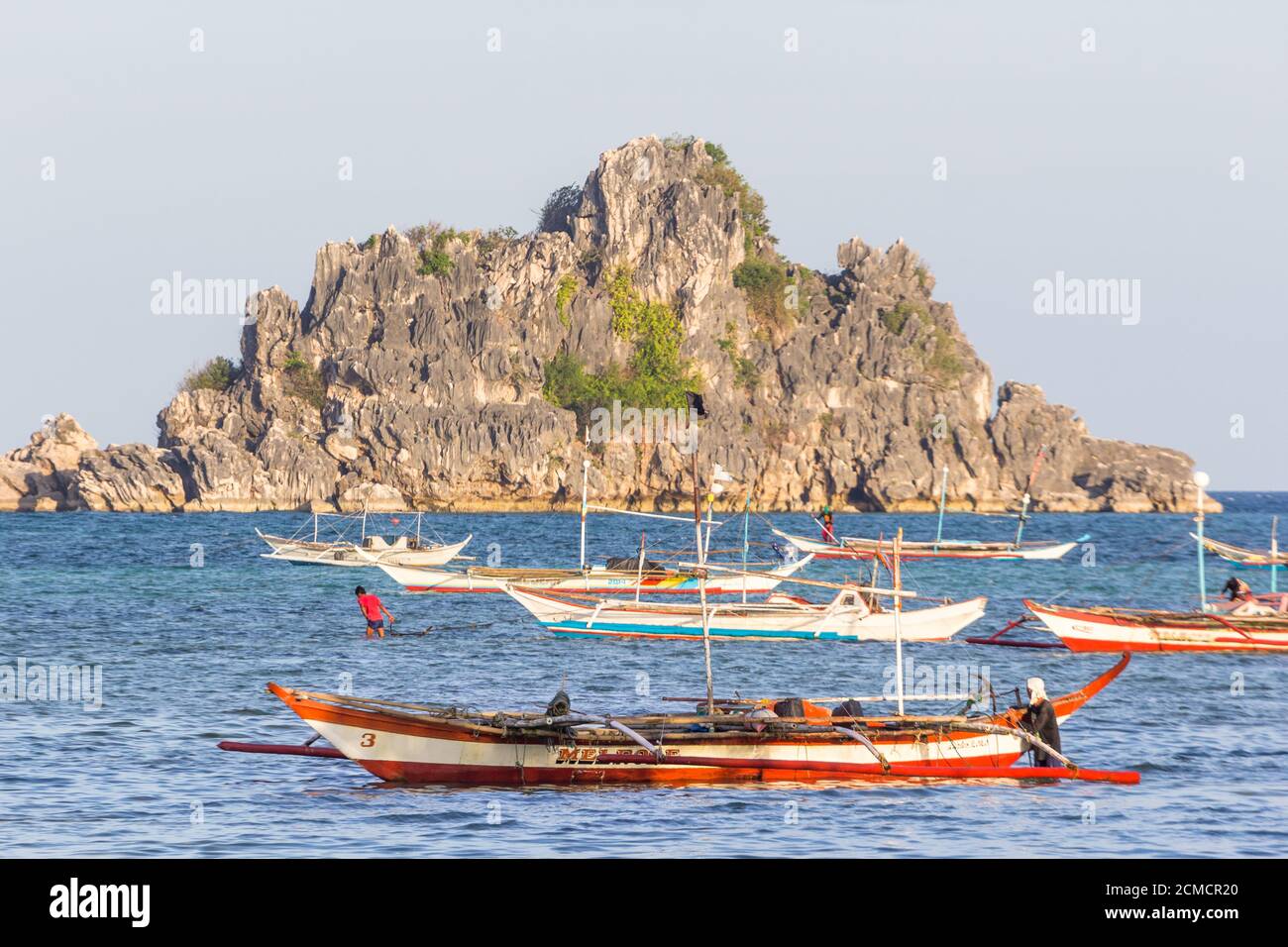 Native boats called banca off sea in Iloilo, Philippines Stock Photo ...