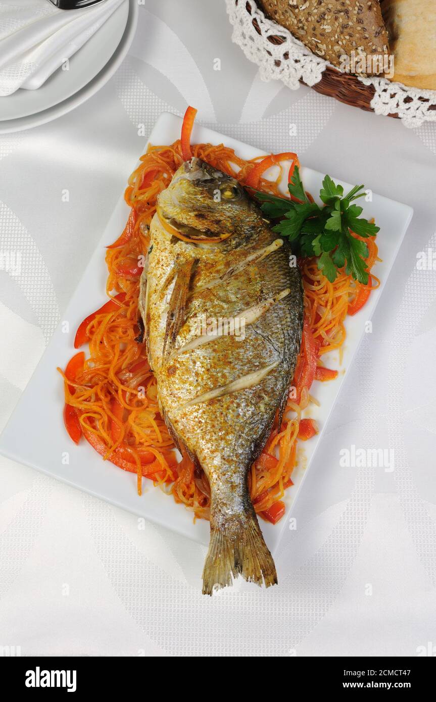 Fried Fish (Dorado Stock Photo - Alamy