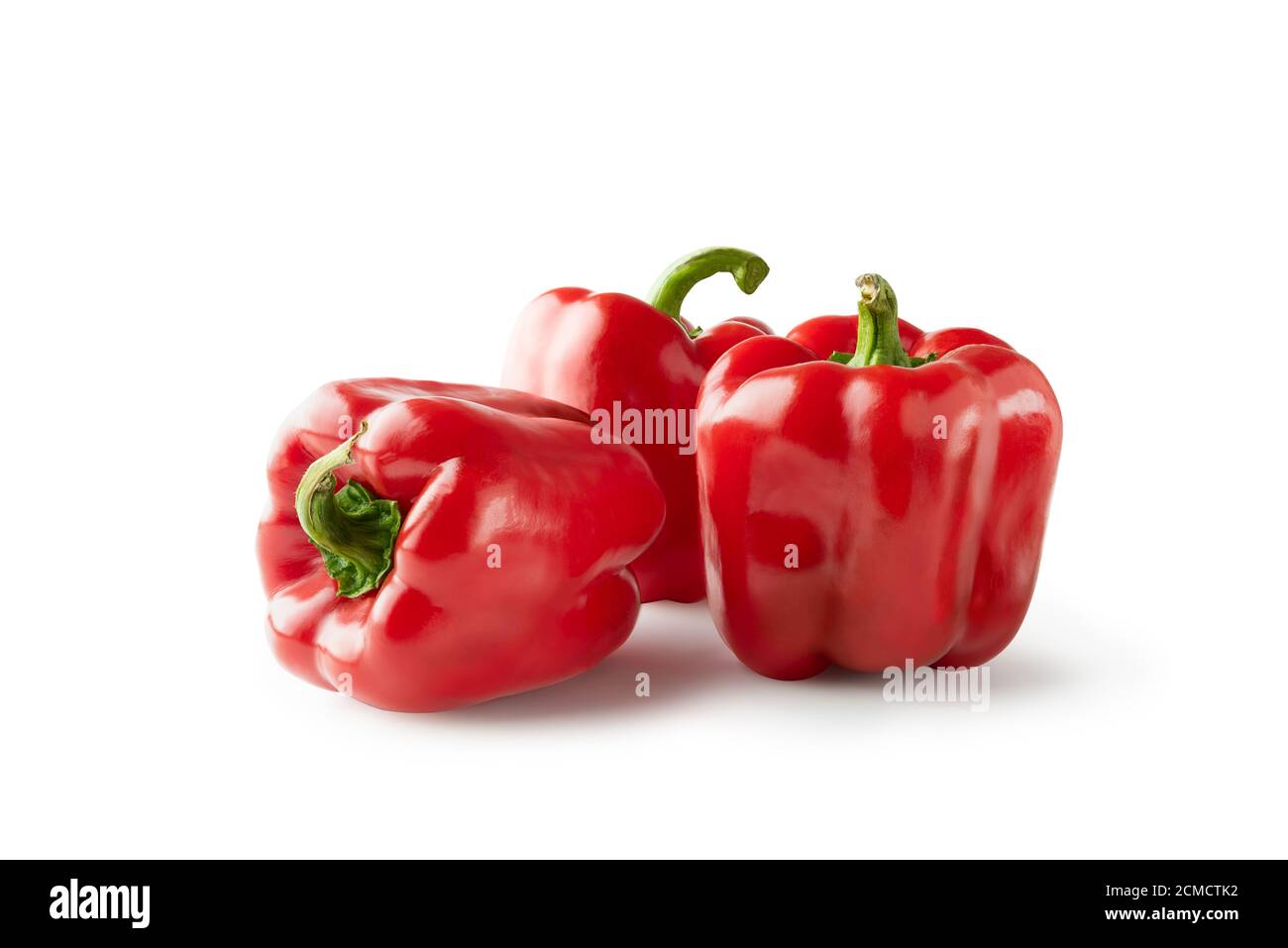 Three red peppers isolated on white background. Clipping Path Stock ...
