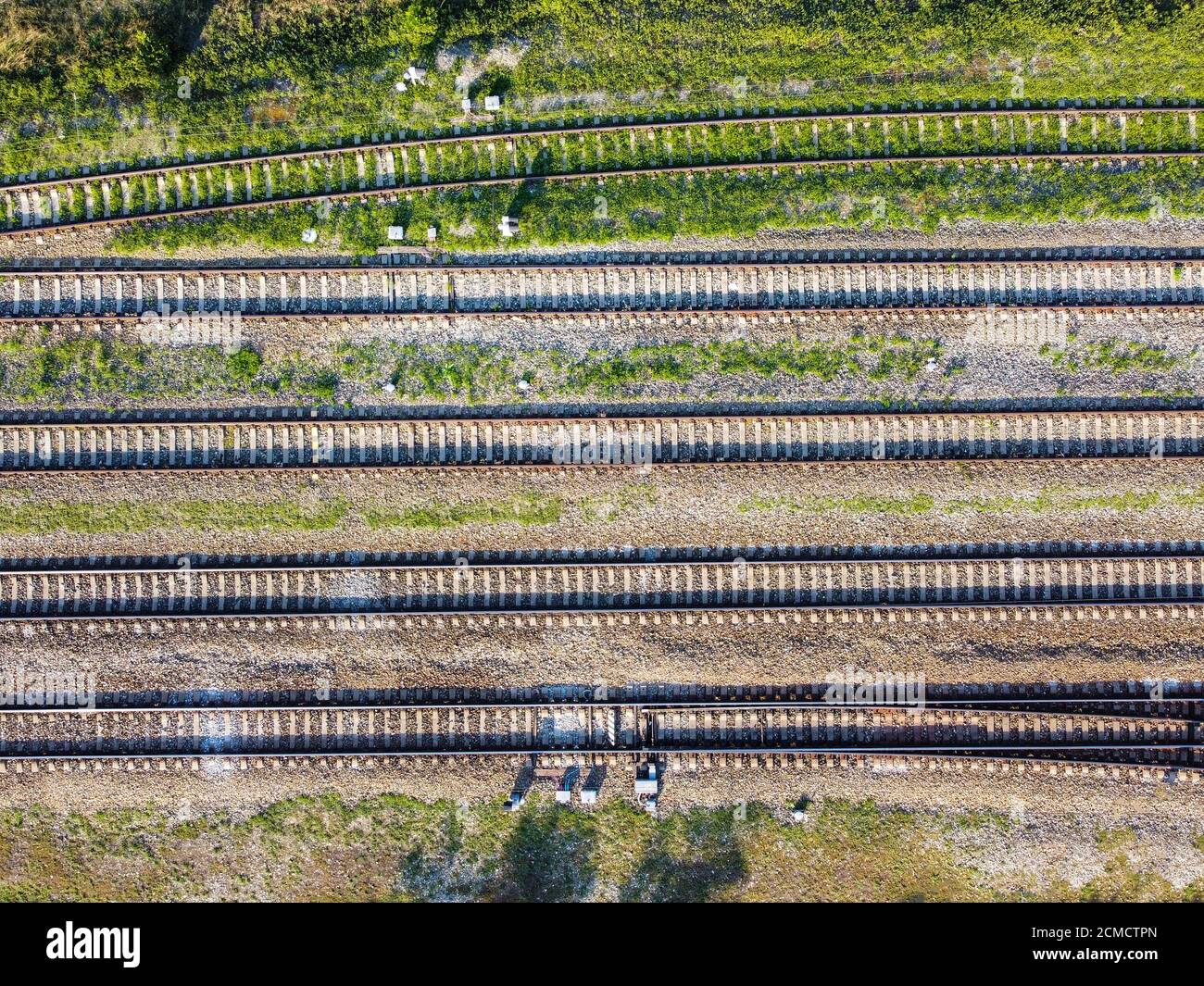 Rail ways top down aerial view Stock Photo - Alamy