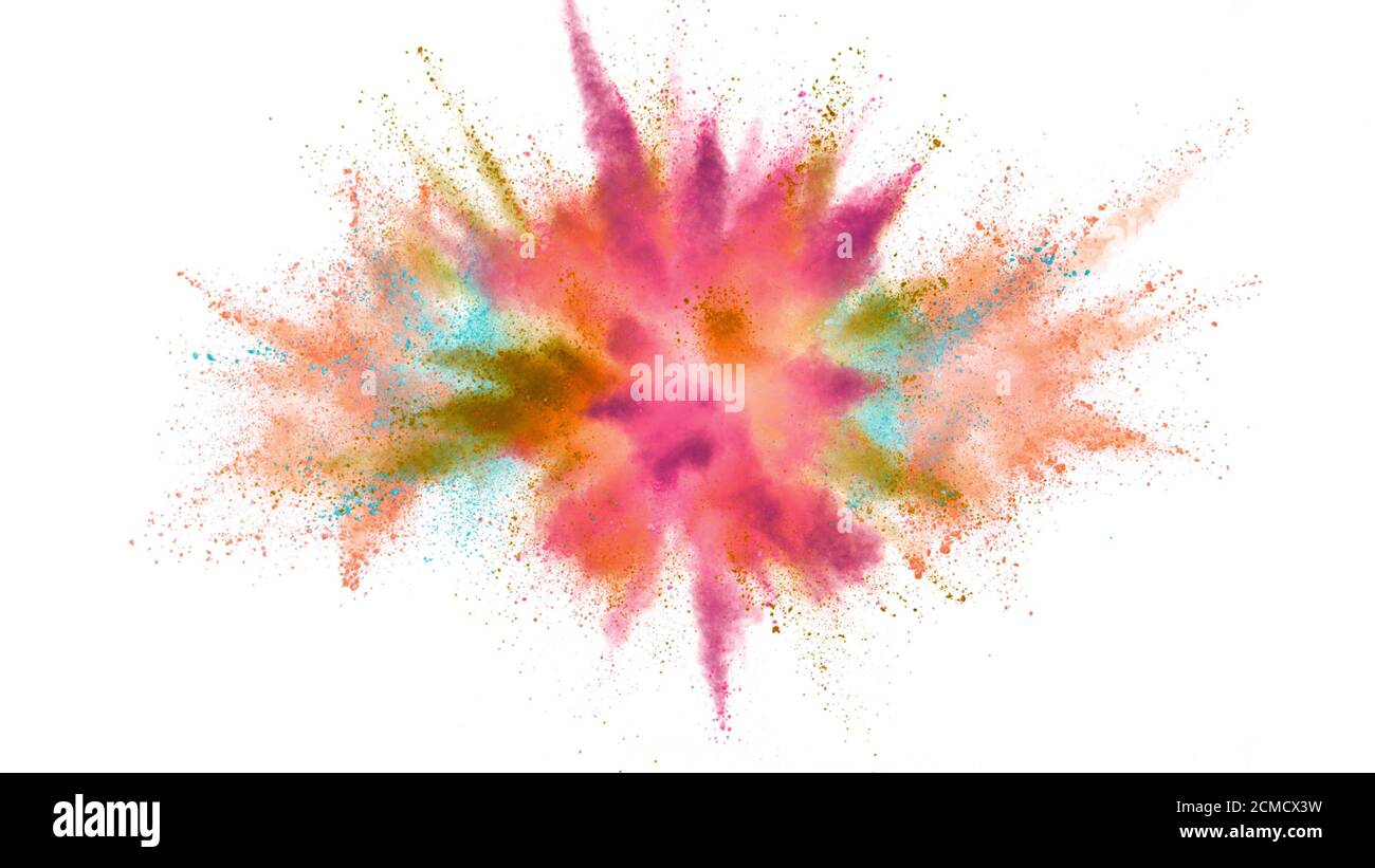 Explosion of colored powder isolated on white background Stock Photo ...