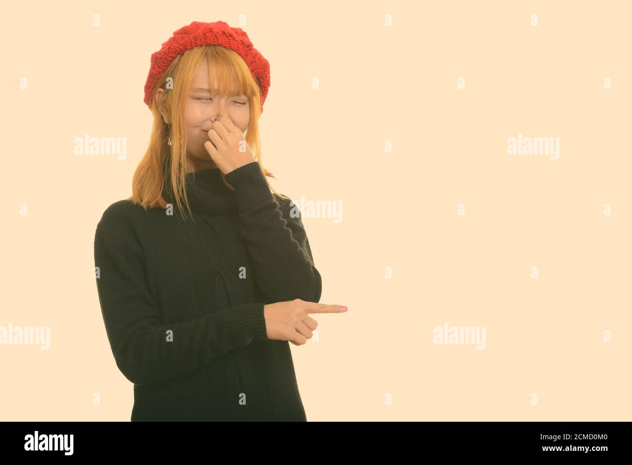 Girl Pointing At Nose High Resolution Stock Photography and Images - Alamy