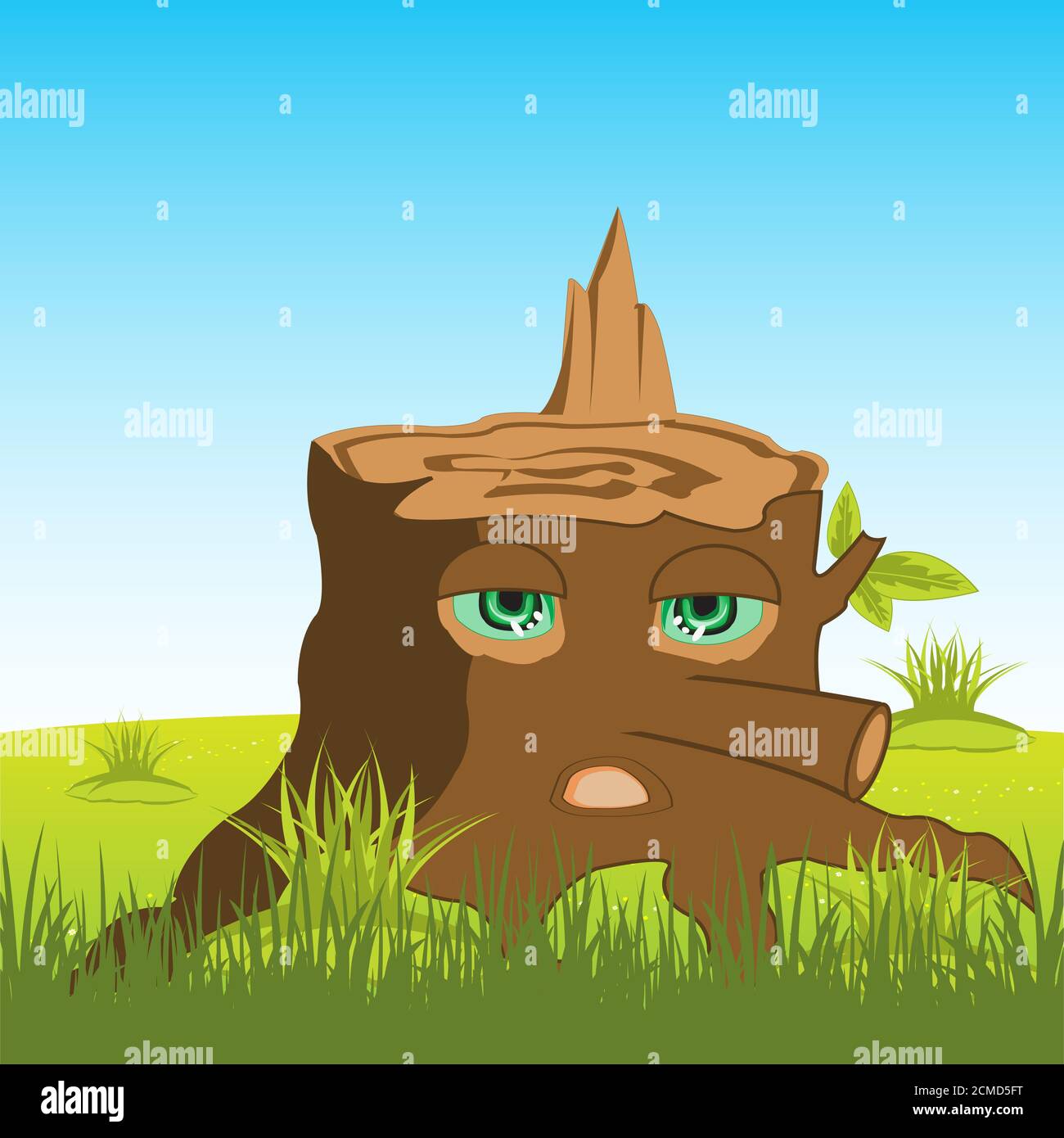Cartoon stump with eye Stock Photo - Alamy