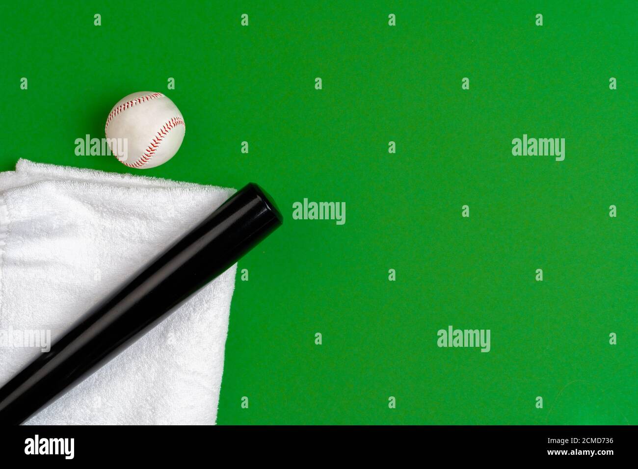 Baseball bat and ball, view from above Stock Photo - Alamy
