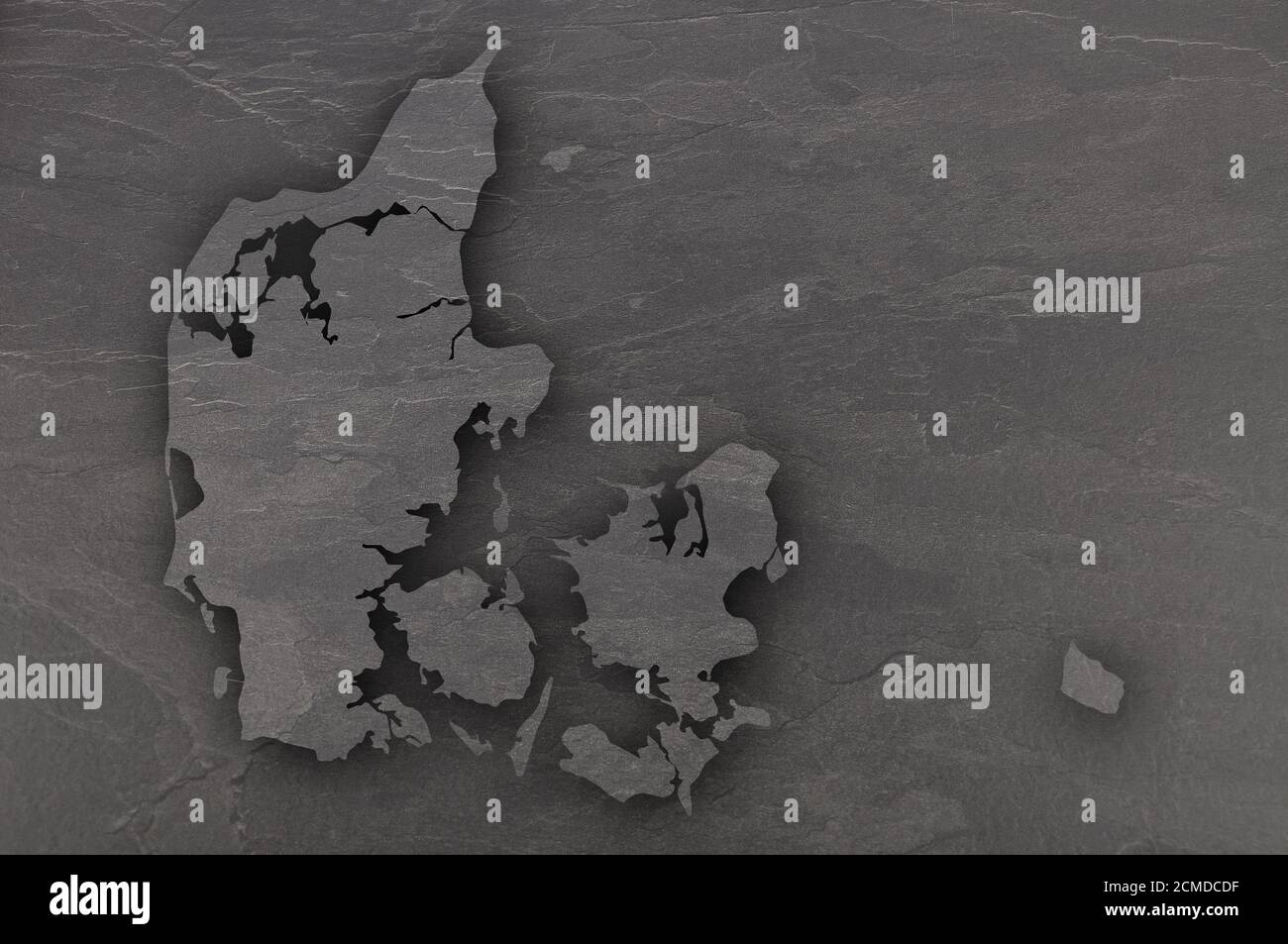 Map of Denmark on dark slate Stock Photo - Alamy