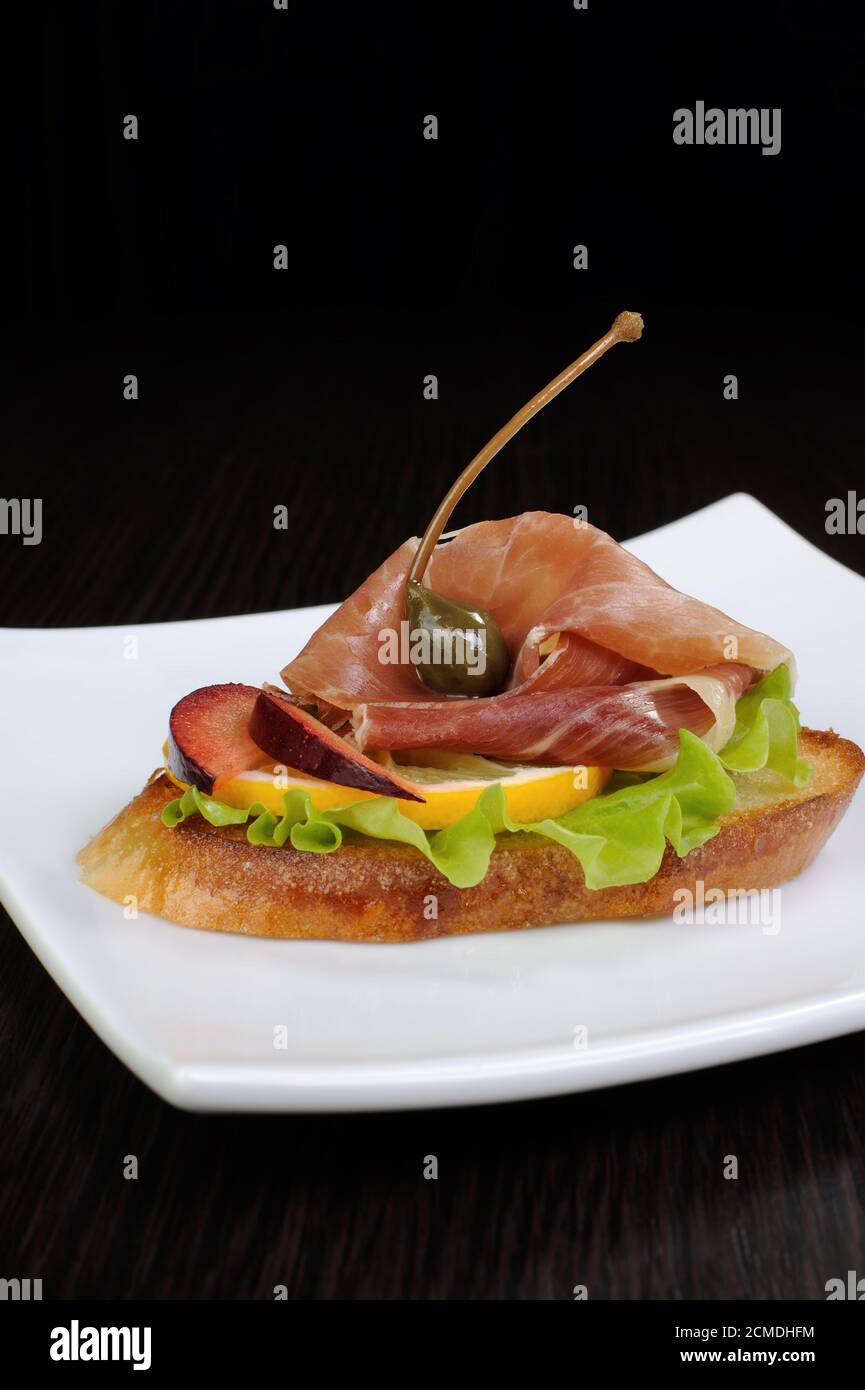 Sandwich with jamon Stock Photo - Alamy