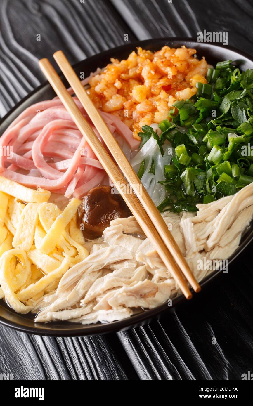 Vietnamese Bun thang Hanoi rice vermicelli noodles with chicken, eggs ...