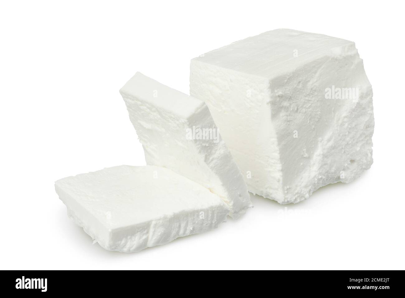 Feta cheese isolated on white background. With clipping path and full ...