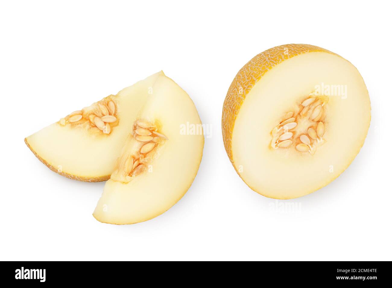 Melon half and slices isolated on white background with clipping path ...