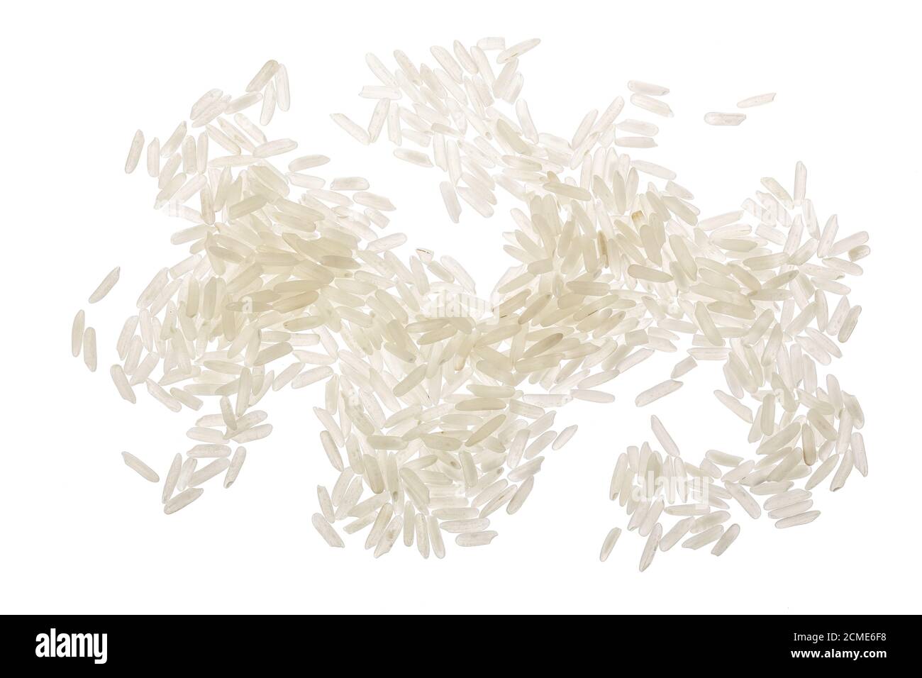 rice grains isolated on white background. Top view. Flat lay Stock ...