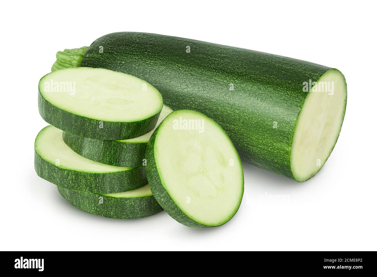Fresh slice zucchini isolated on white background with clipping path ...