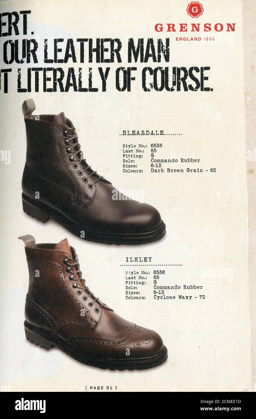 The inside of UK catalogue "Grenson Stock Photo - Alamy
