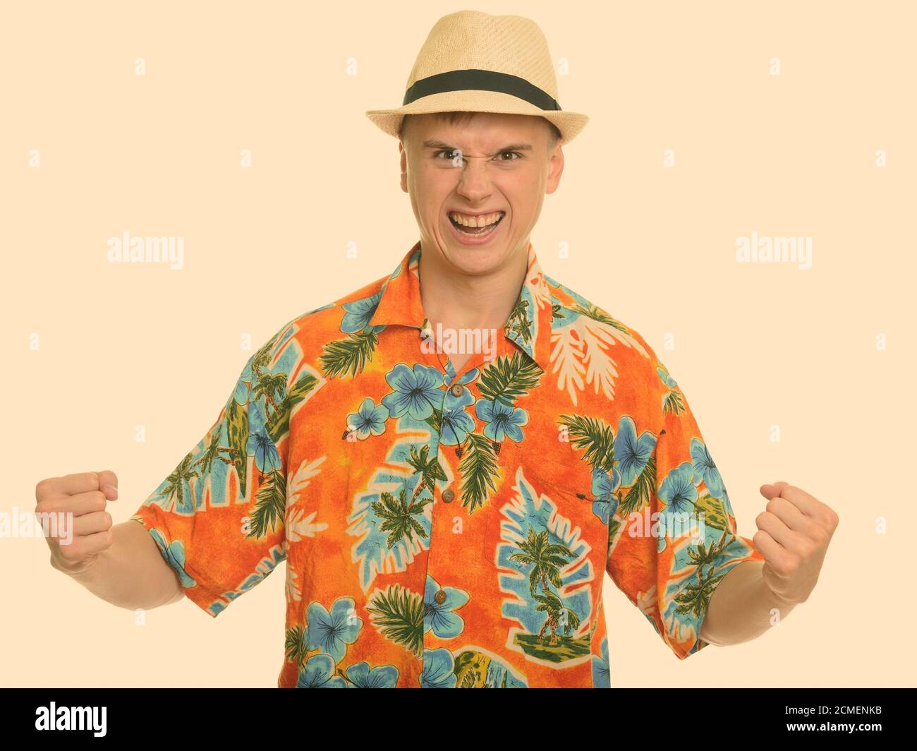 Portrait of stressed young tourist man looking angry Stock Photo - Alamy