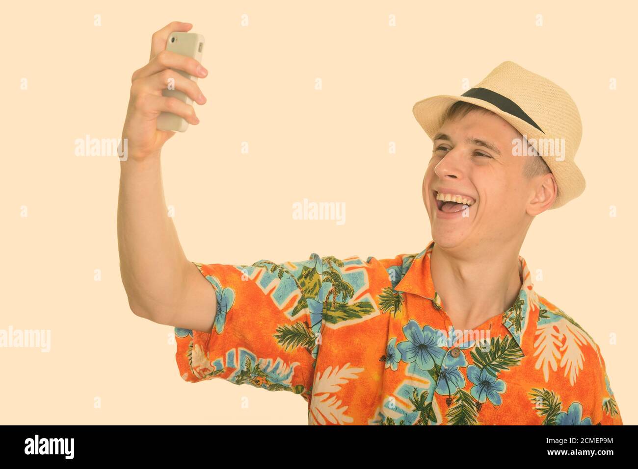 Cheerful influencer taking selfie hi-res stock photography and images ...