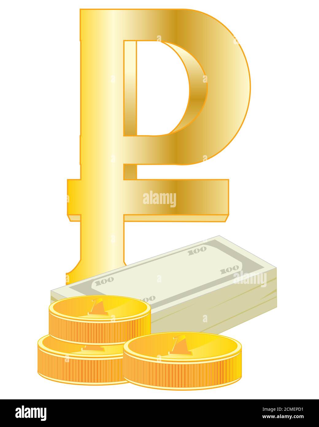 Sign rouble and coins Stock Photo - Alamy