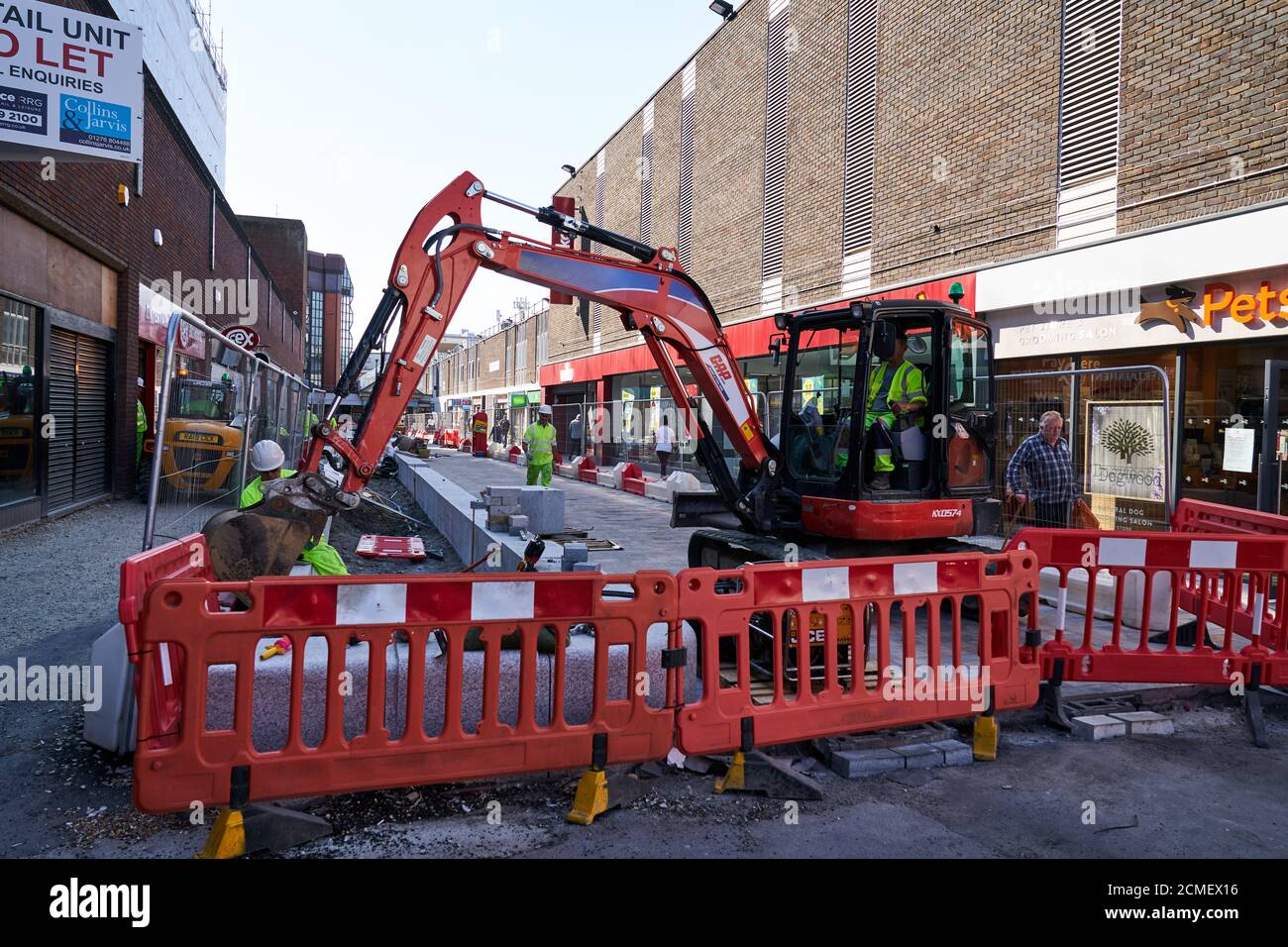 Ongoing work to improve the street in Princess way in Camberley town ...