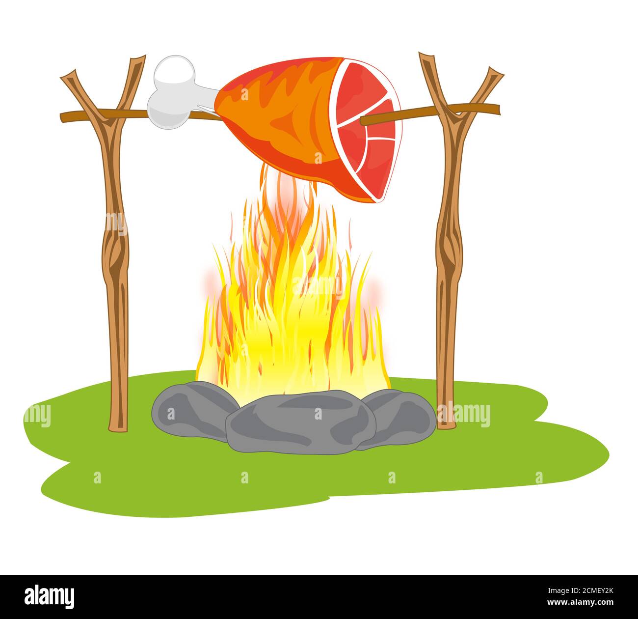 Ham on campfires Stock Photo - Alamy