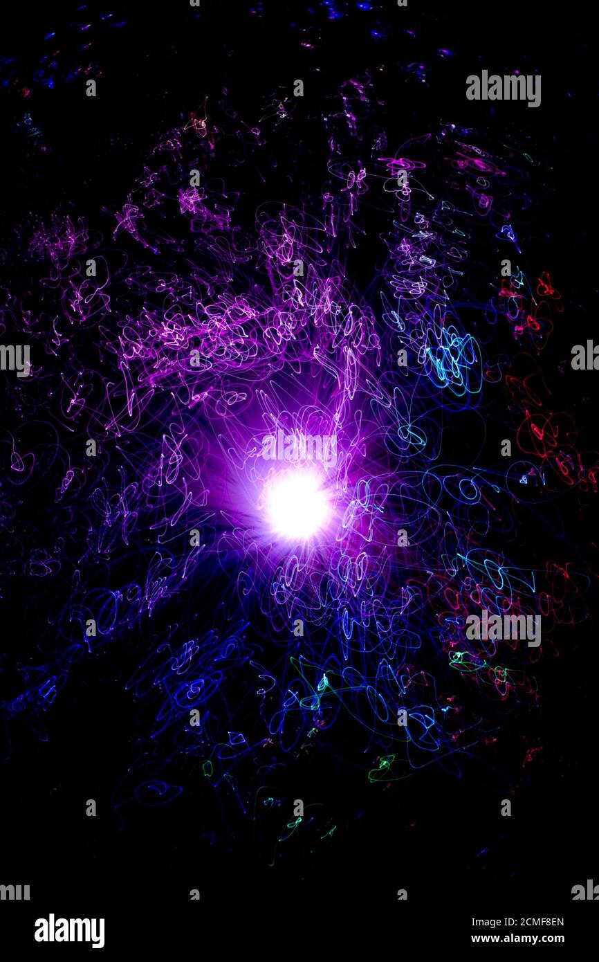 backdrop of lights of colored fiber optics galaxy stars. High quality ...