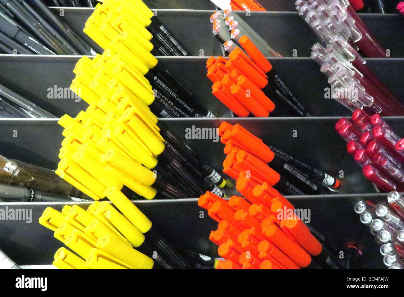 display of colour pens in a London store Stock Photo - Alamy