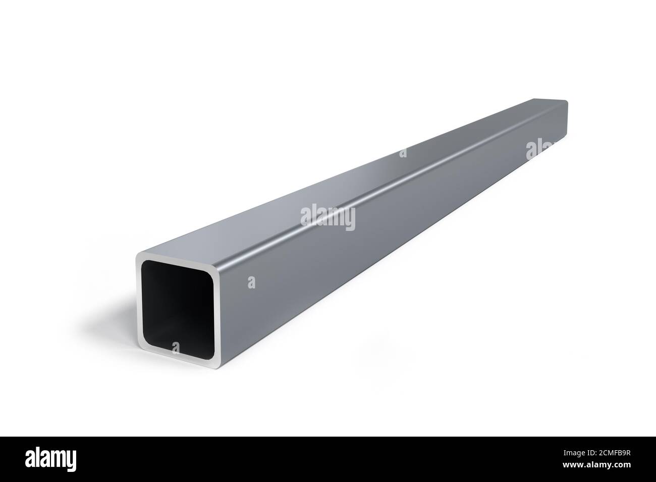 Single square metal tube isolated on white background - 3D rendering ...