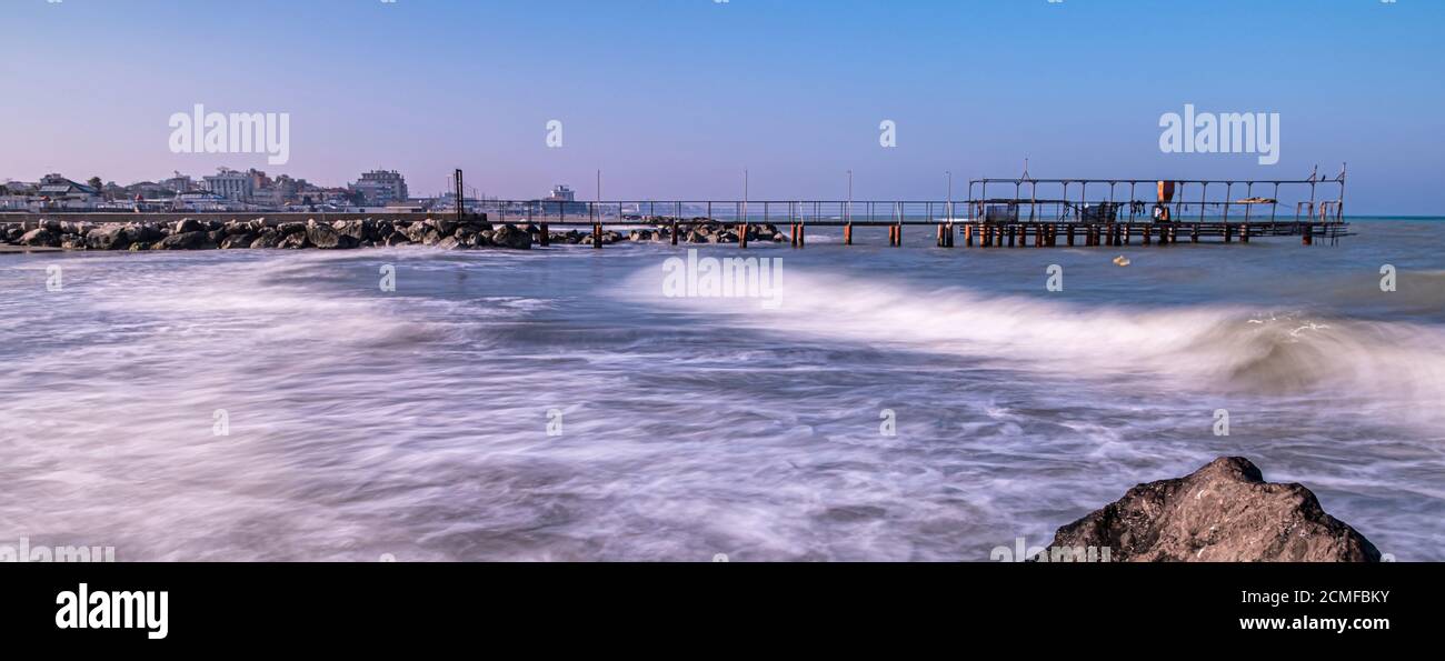 rimini riccione beach in winter with sand and sea on a sunny day Stock ...