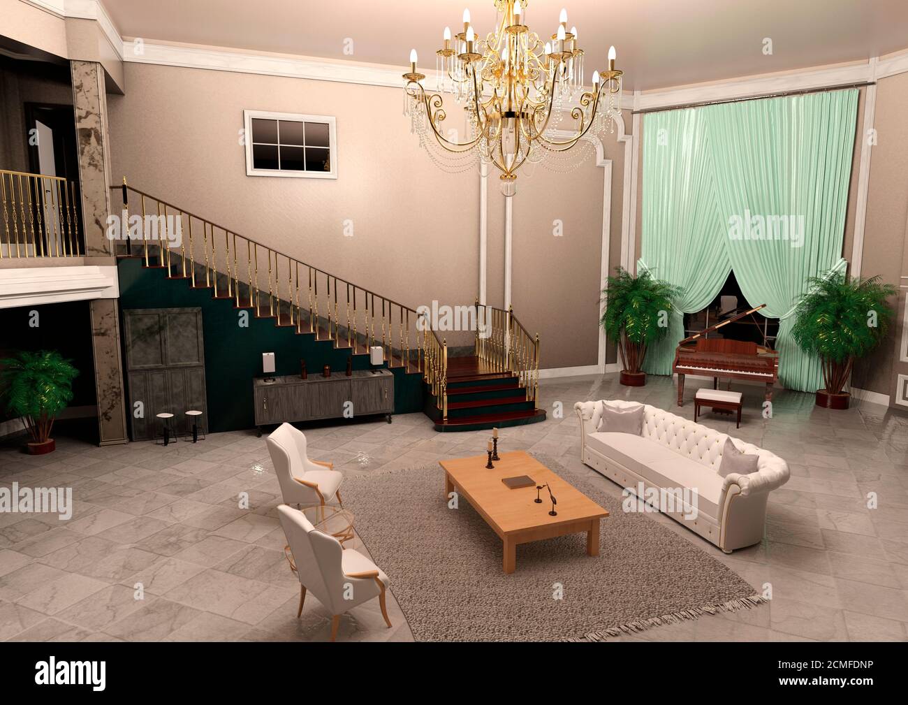 3D rendering of a luxury big foyer interior Stock Photo - Alamy
