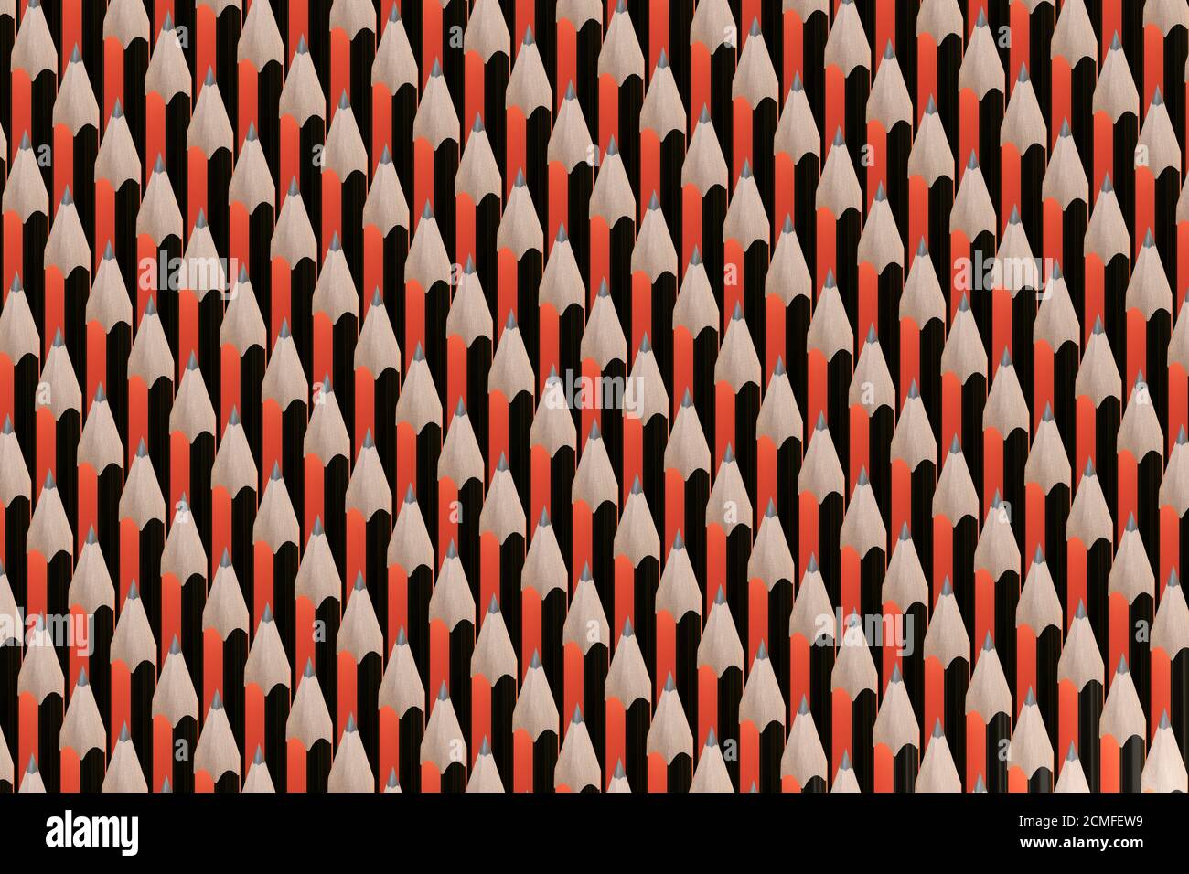Red and black graphite Pencils Pattern background. 3d illustration ...