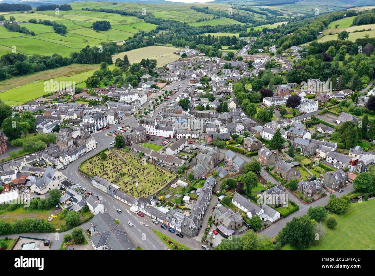 Aerial drone view of Moffat Dumfries and Galloway Stock Photo - Alamy