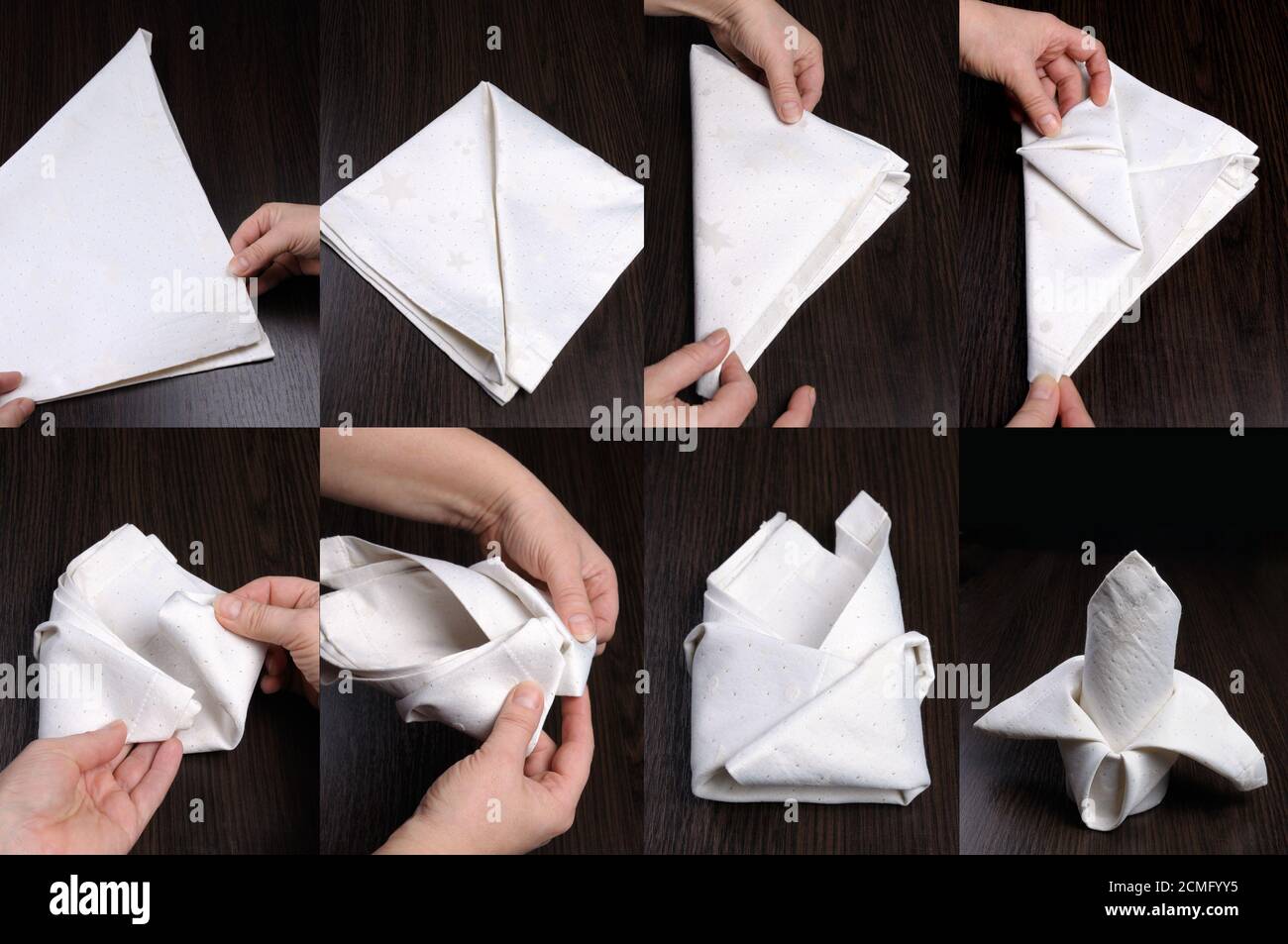 How to fold a napkin Stock Photo - Alamy