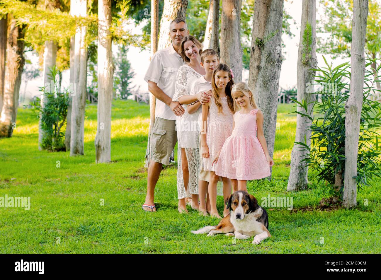 Beautiful family in the summer on a picnic in a green park Stock Photo ...