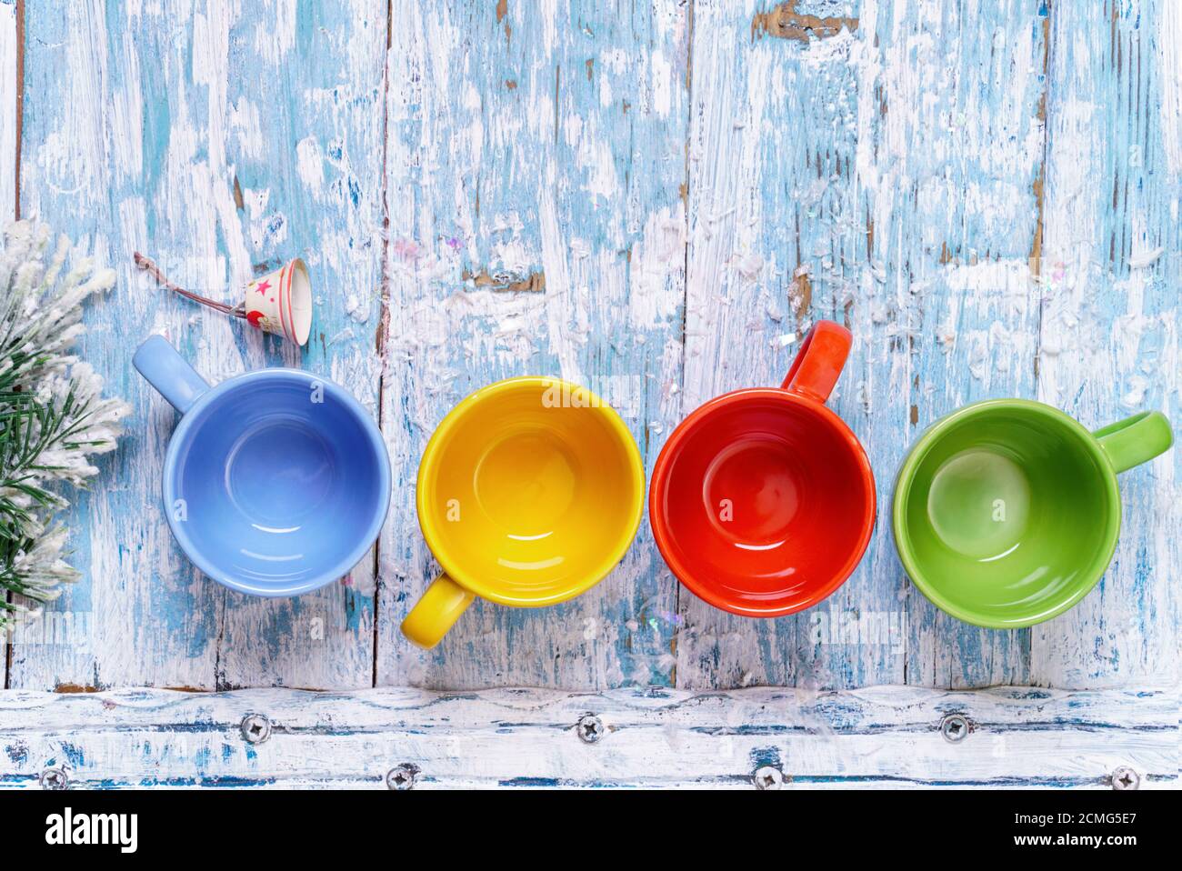 Multicolored empty cups Stock Photo - Alamy