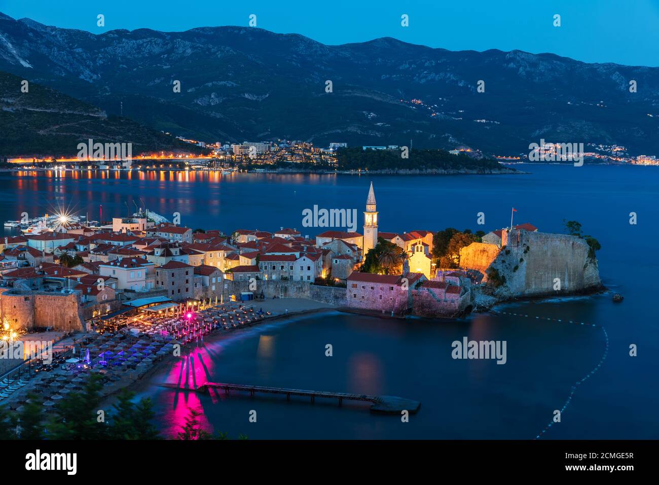 Budva old town night view, Adriatic seaside, Montenegro Stock Photo - Alamy